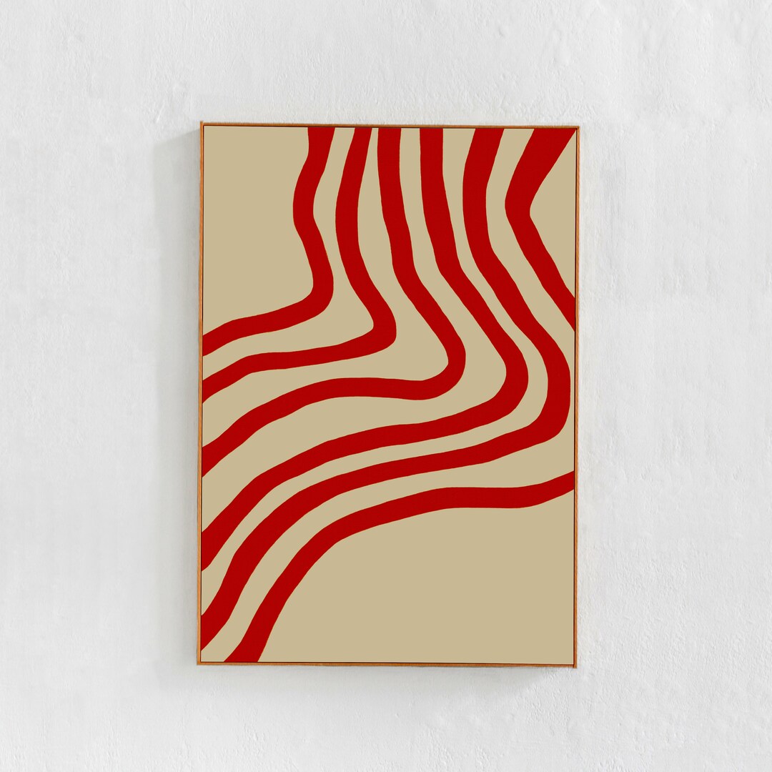 INSTANT DOWNLOAD Printable Art: Red Abstract Bold Line Art Print Poster ...