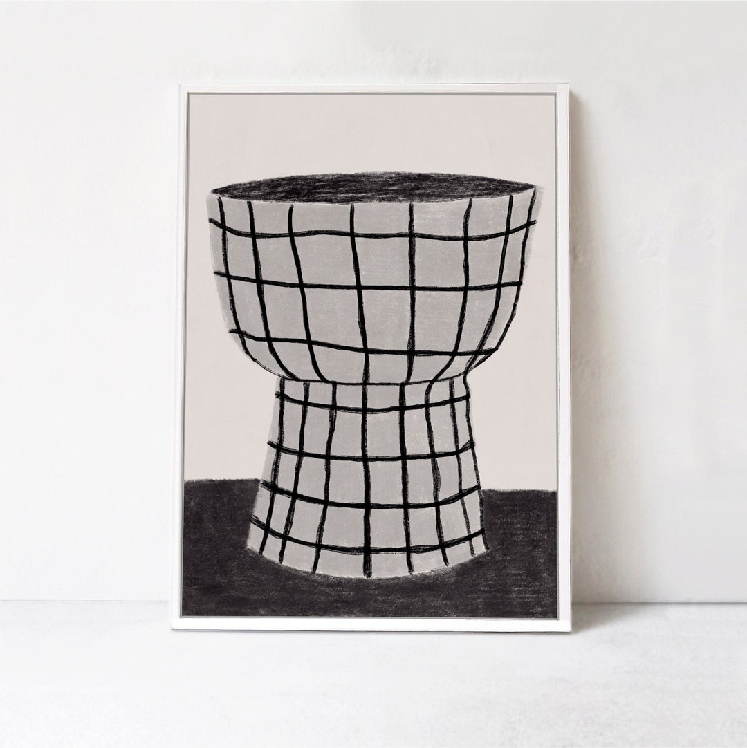 Scandi Modern Checkered Decor: Digital Downloadable Art Print, Vase ...