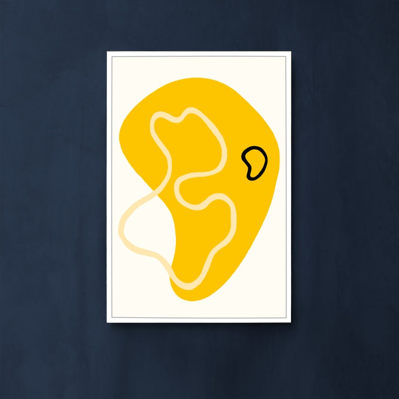 Mid Century Modern Art Print Poster Yellow Abstract Art Print - Etsy