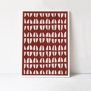 Modern Scandinavian Art Print, Poster in Dark Red: Printable Burgundy ...