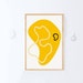 Mid Century Modern Art Print Poster, Yellow Abstract Art Print Wall Art ...