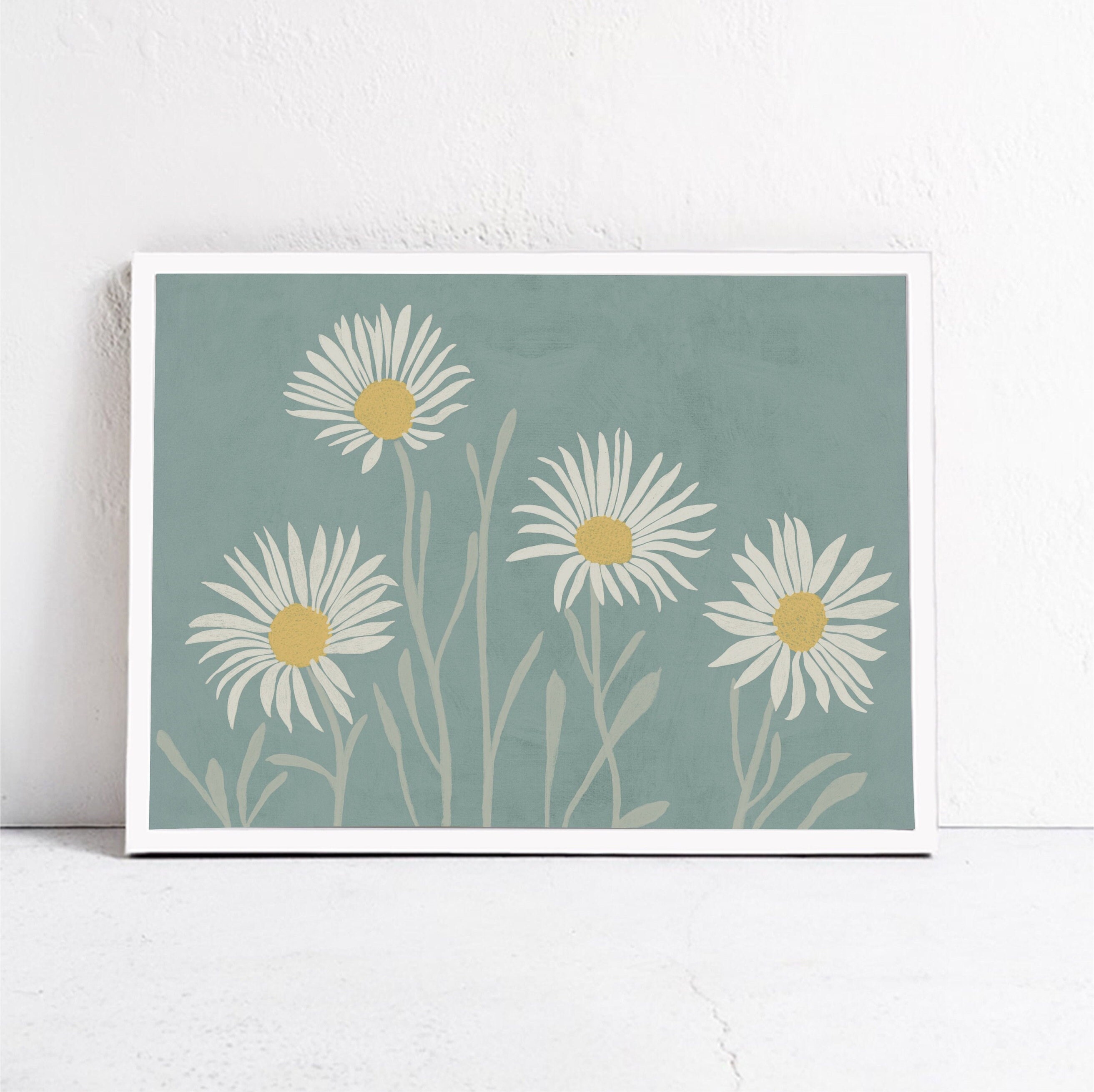 Daisies: Pastel Wall Decor, Horizontal Downloadable Art Print in Pale ...