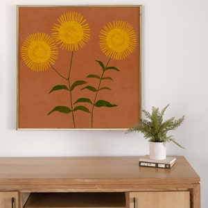 Floral Wall Decor, Poster Printable Art, Orange and Yellow Downloadable ...