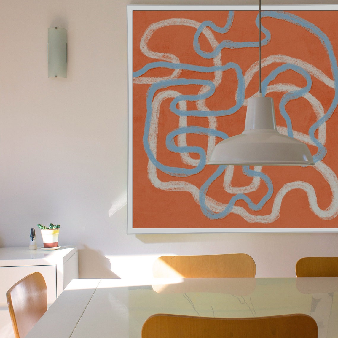 Red and Blue Squiggly Lines Wall Art Printable Abstract - Etsy