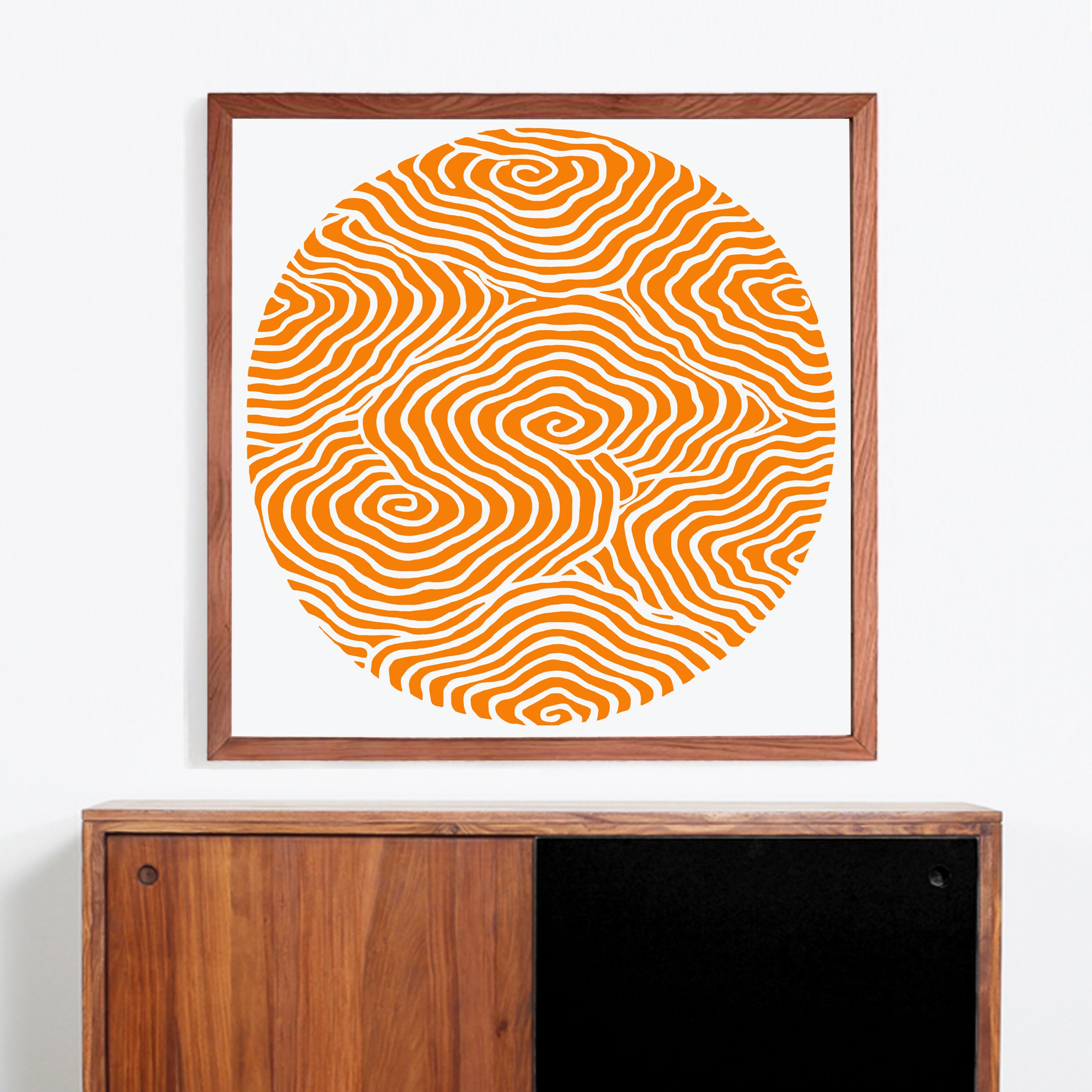 Circle Print Square Print Orange Wall Art Orange Abstract | Etsy