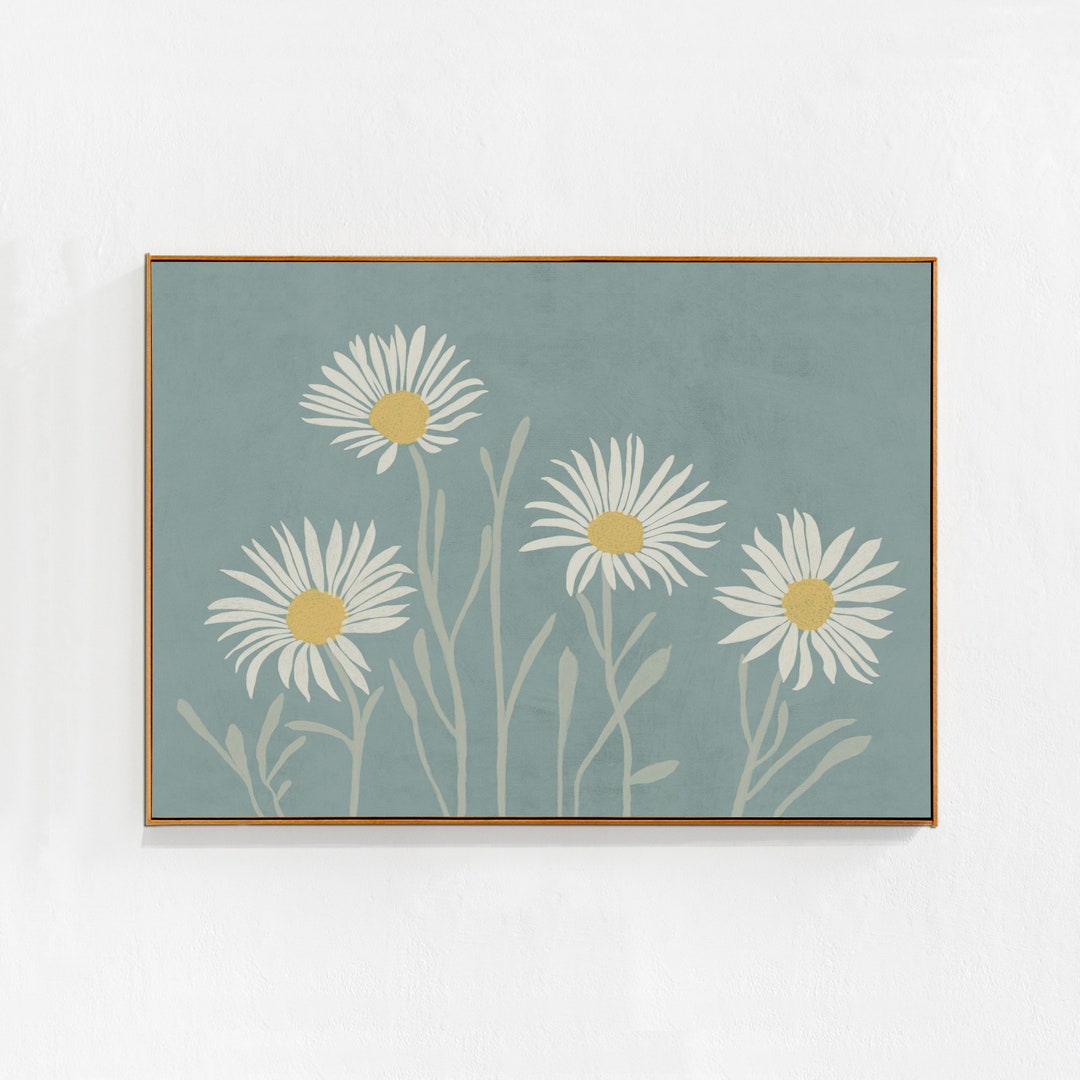 Daisies: Pastel Wall Decor, Horizontal Downloadable Art Print in Pale ...