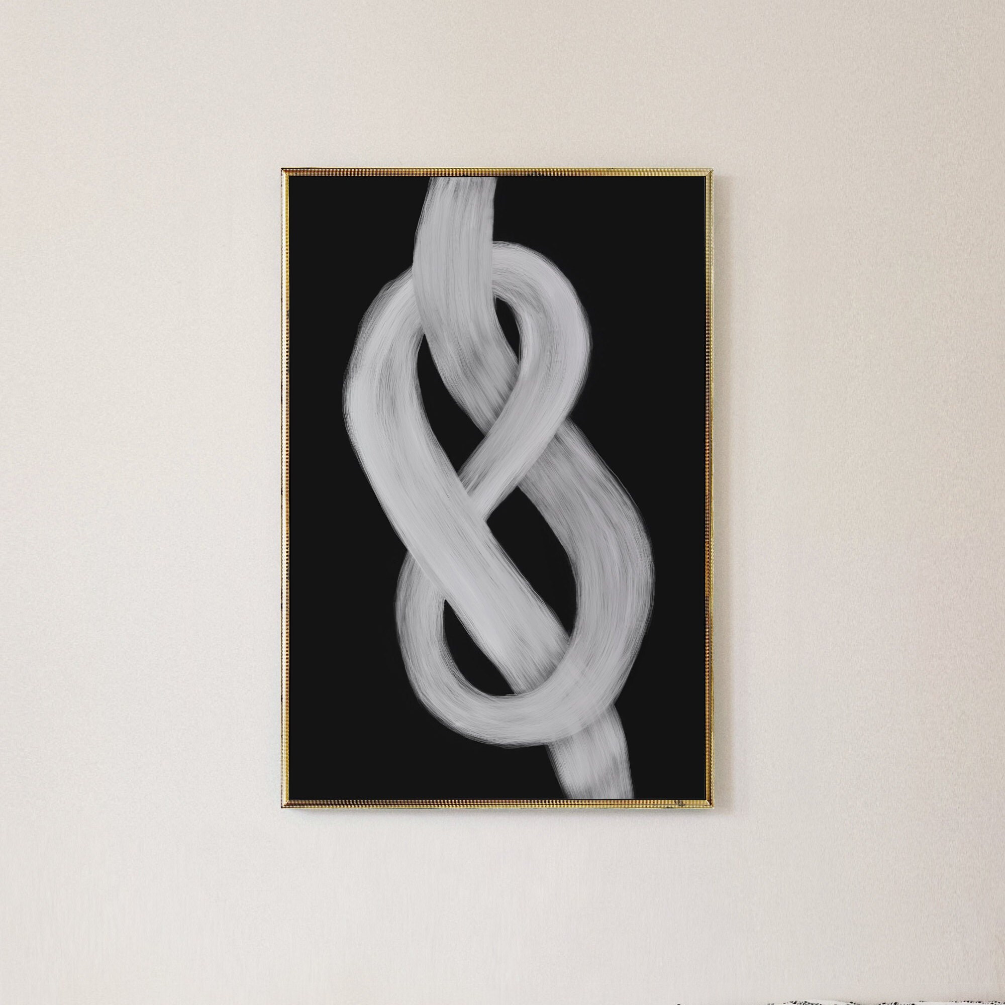 The Knot Artwork Abstract Painting Printable Art: Large Black | Etsy