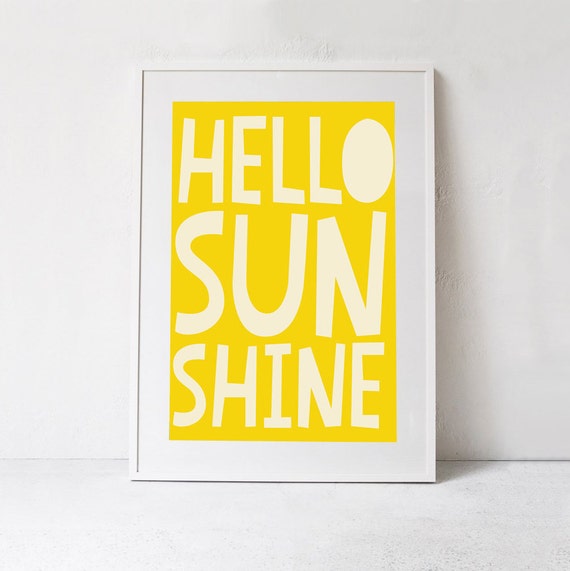Hello Sunshine Printable Art Yellow Nursery Print Hello | Etsy