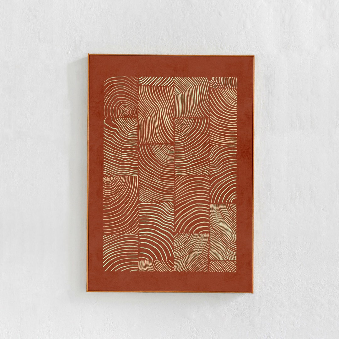 Abstract Line Pattern, Digital Downloadable Art Print. Burnt Orange ...