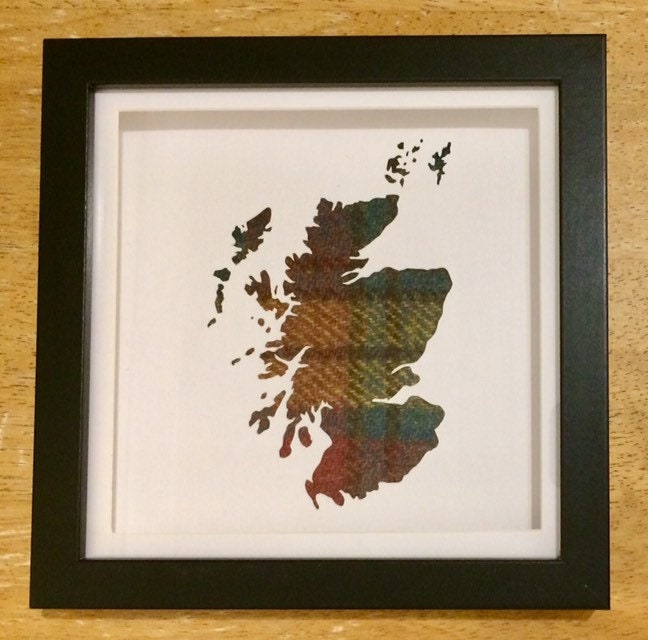 Hand Cut Map of Scotland Backed in Tartan Picture - Etsy