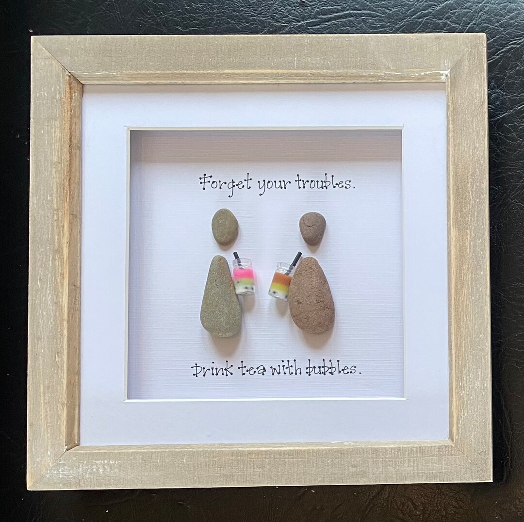 Boba Tea Themed Pebble Art Bespoke Hand Made Pebble Pictures - Etsy