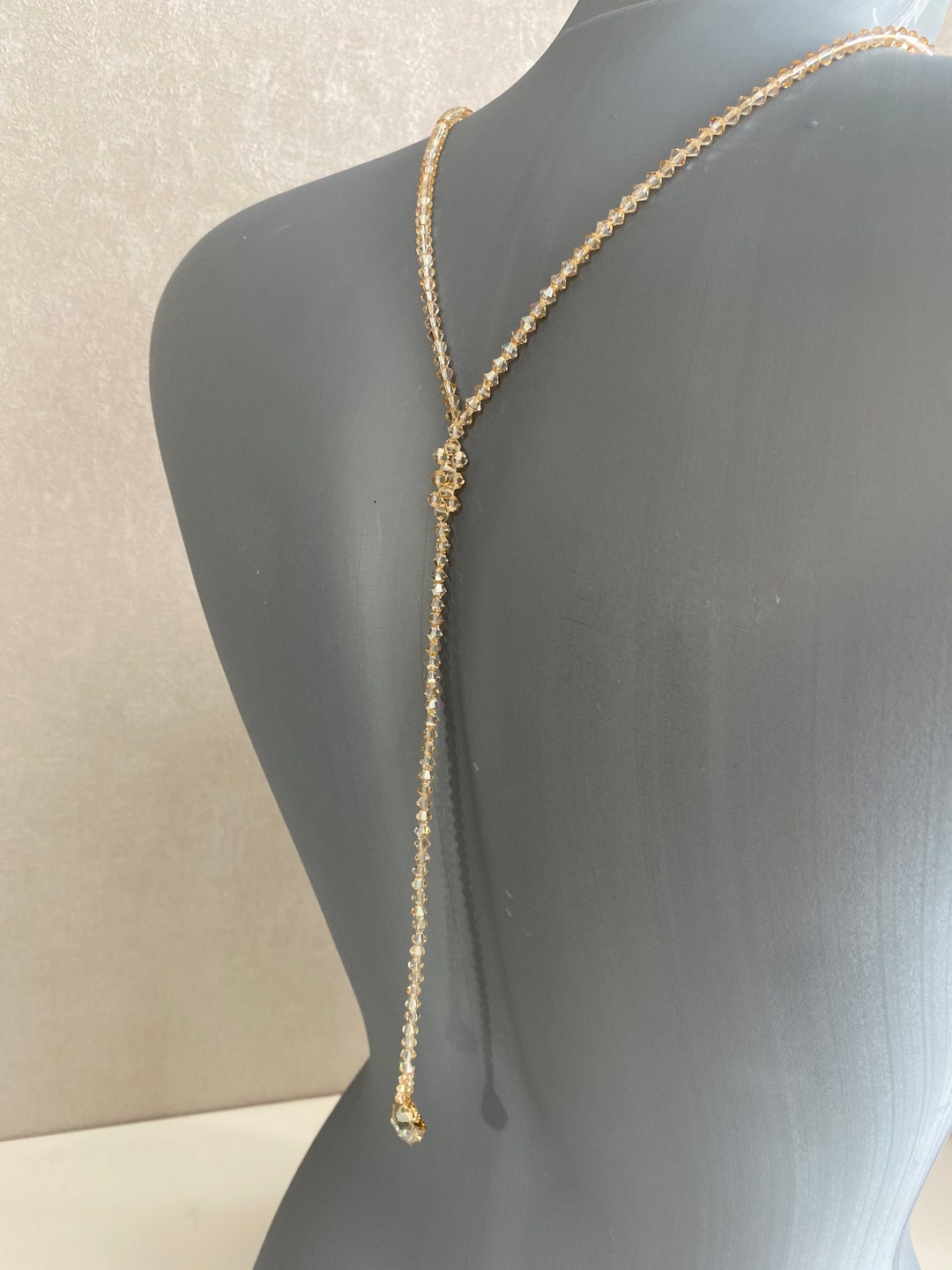 Wedding, Crystal Necklace, Back Jewel, Back and Front, Crystal Golden ...