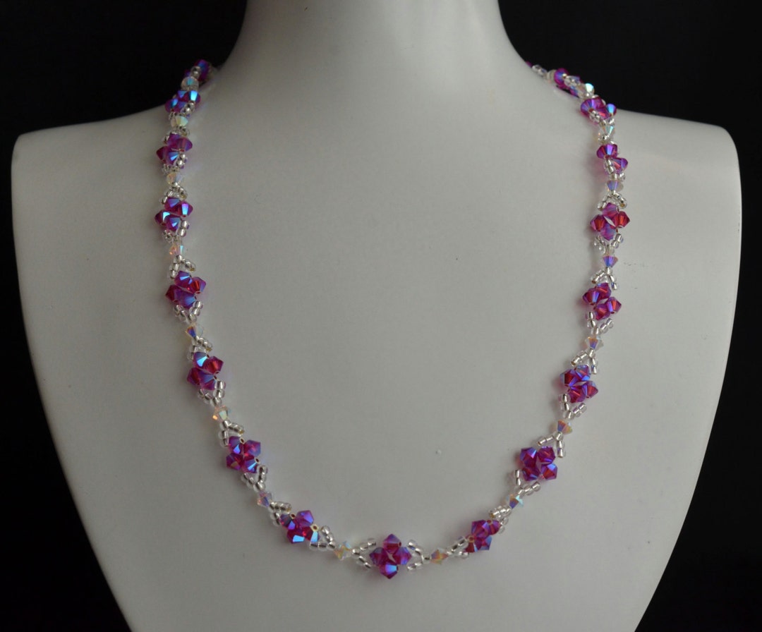 Genuine Crystal Necklace, Genuine Crystal, Women's Jewelry, Fuschia ...