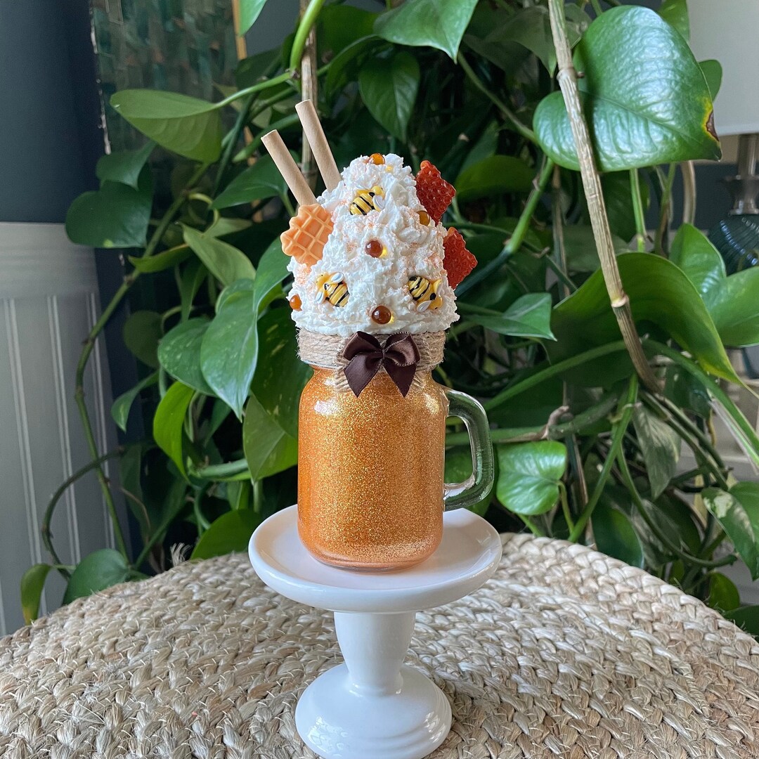 Honeybee Faux Ice Cream Sundae: Miniature Glitter Art Tiered Tray Decor ...