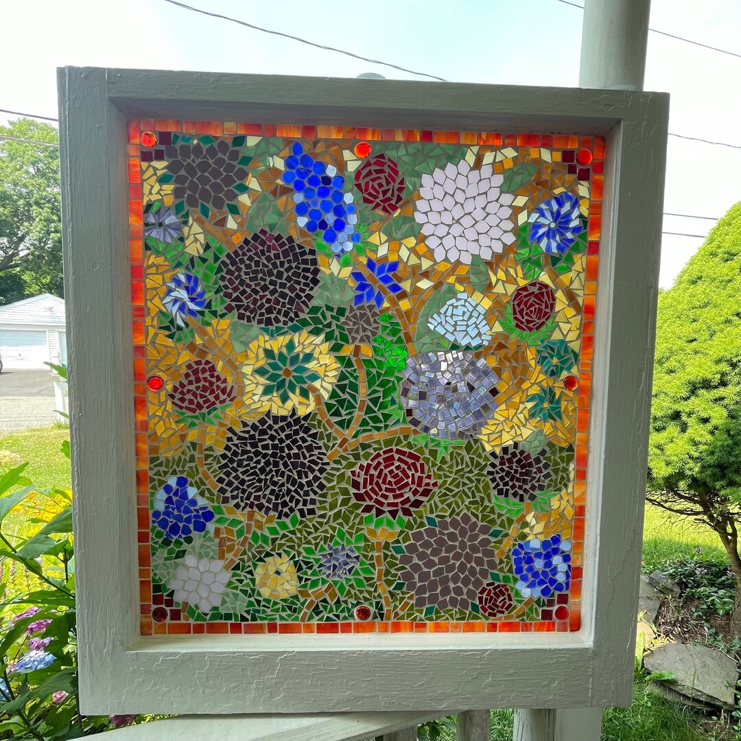 Unique and Full of Color, Repurposed Stained Glass Mosaic Tile Window ...