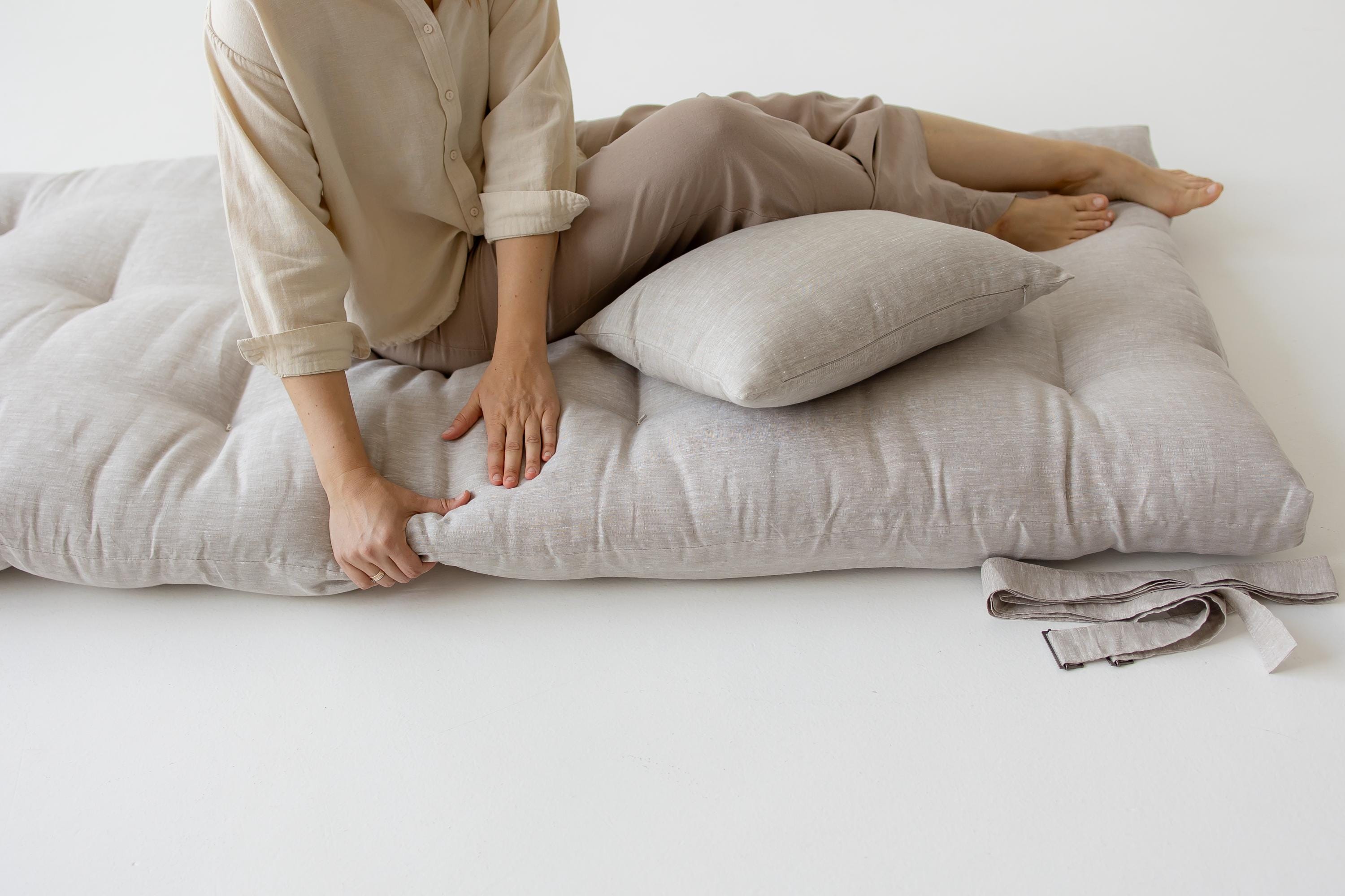 Hemp Linen Shikibuton Mat 3” Thick Organic Mat With Hemp Fiber Filler ...