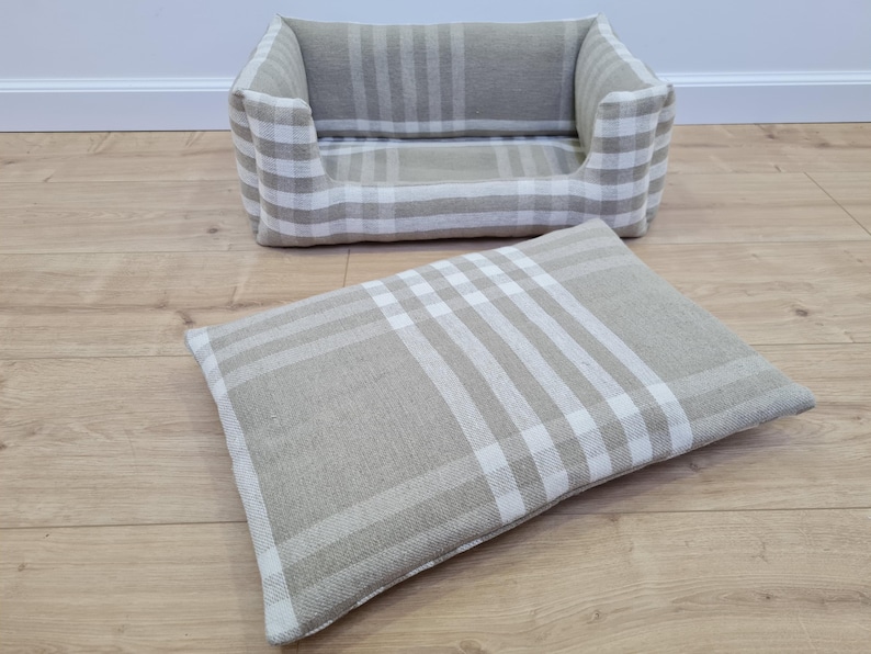 Natural Hemp Linen Pet Bed Filled Organic Hemp Fiber in Thick Linen ...