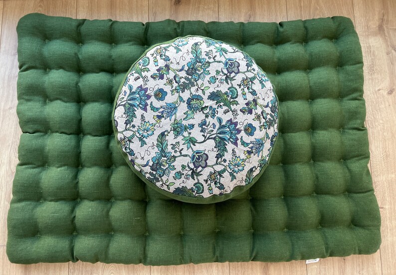 Meditation Set "flower" Zafu & Zabuton With Buckwheat Hulls Meditation ...