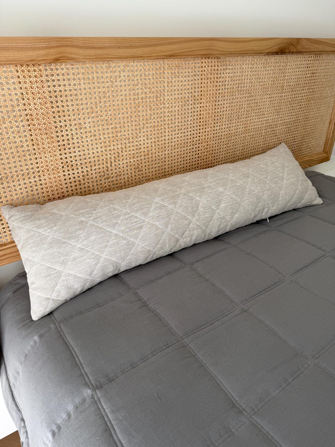 Quilted Hemp Body Pillow Filled Breathable Hemp Fiber Filler in Natural ...