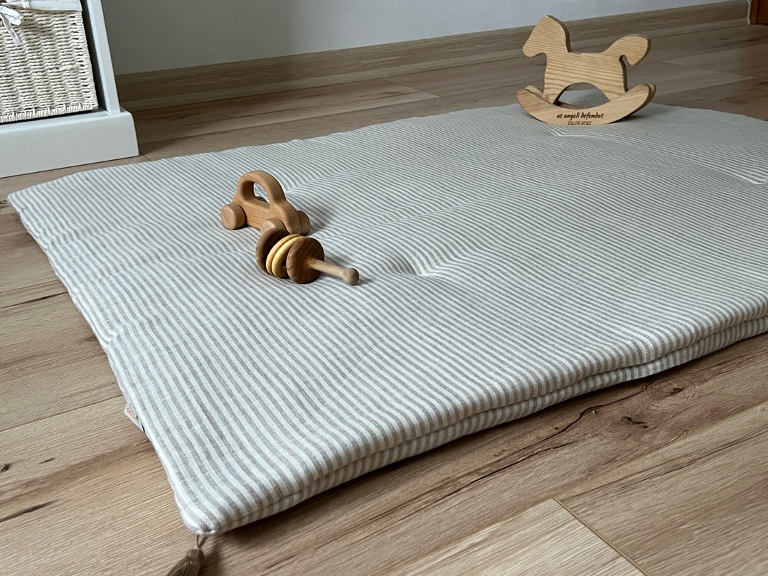 Hemp Linen Mat Filled Organic HEMP Fiber in Natural Linen Fabric Stripe ...