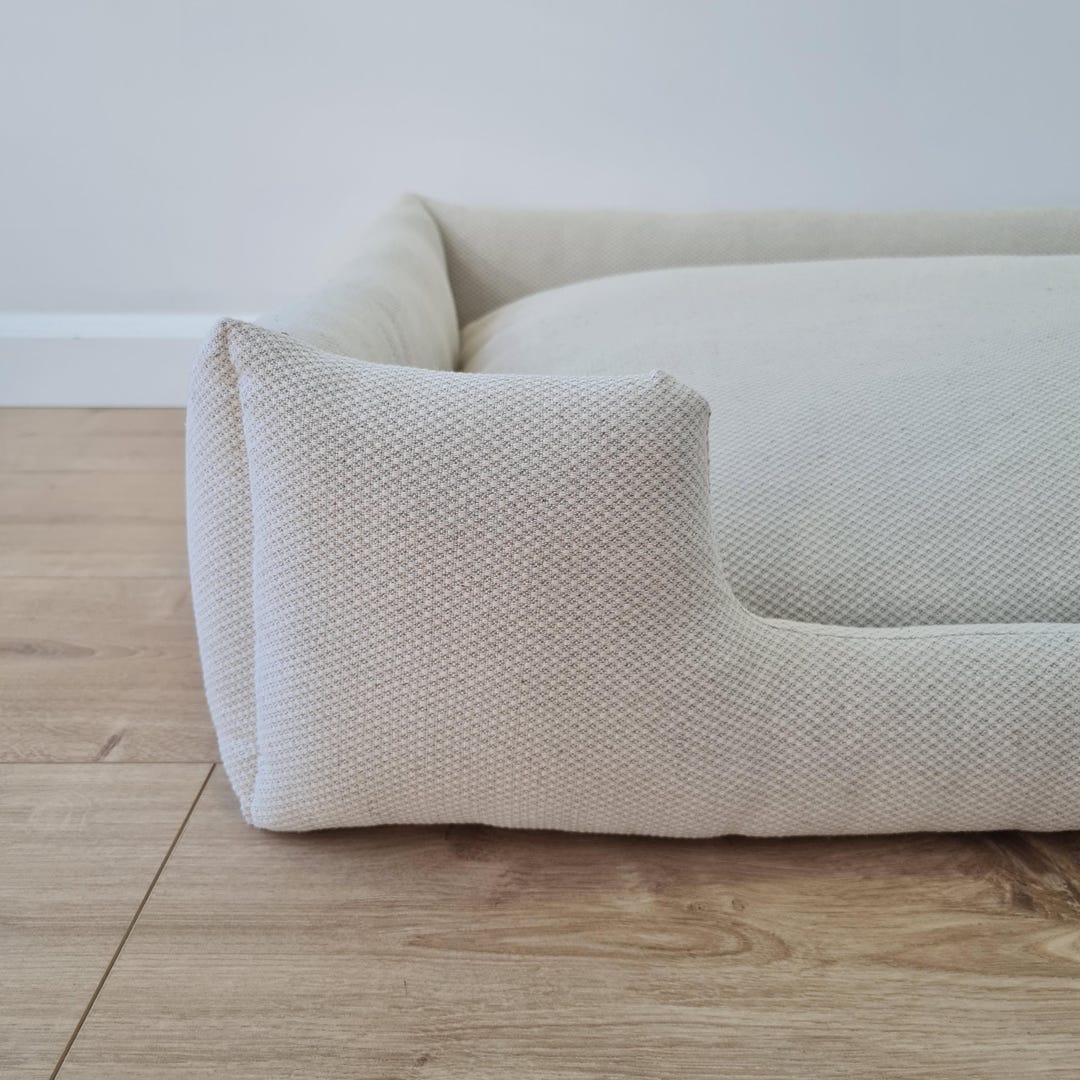 Natural Hemp Linen Dog Bed Beige Linen Fabric Filled Organic Hemp Fiber ...