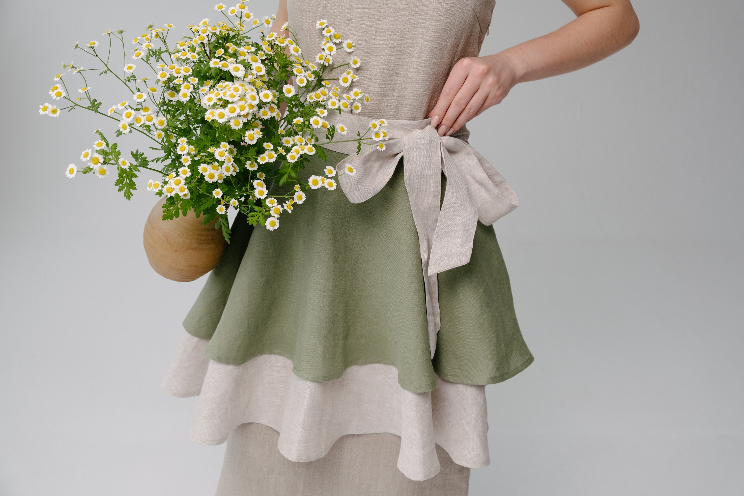 Linen Waist Apron Vintage Rustic, Natural Bistro Apron Half Apron Apron ...