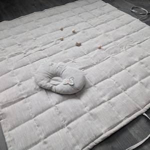 Organic Play Mat Filled HEMP Fiber in Non-dyed Linen Fabric Blanket ...