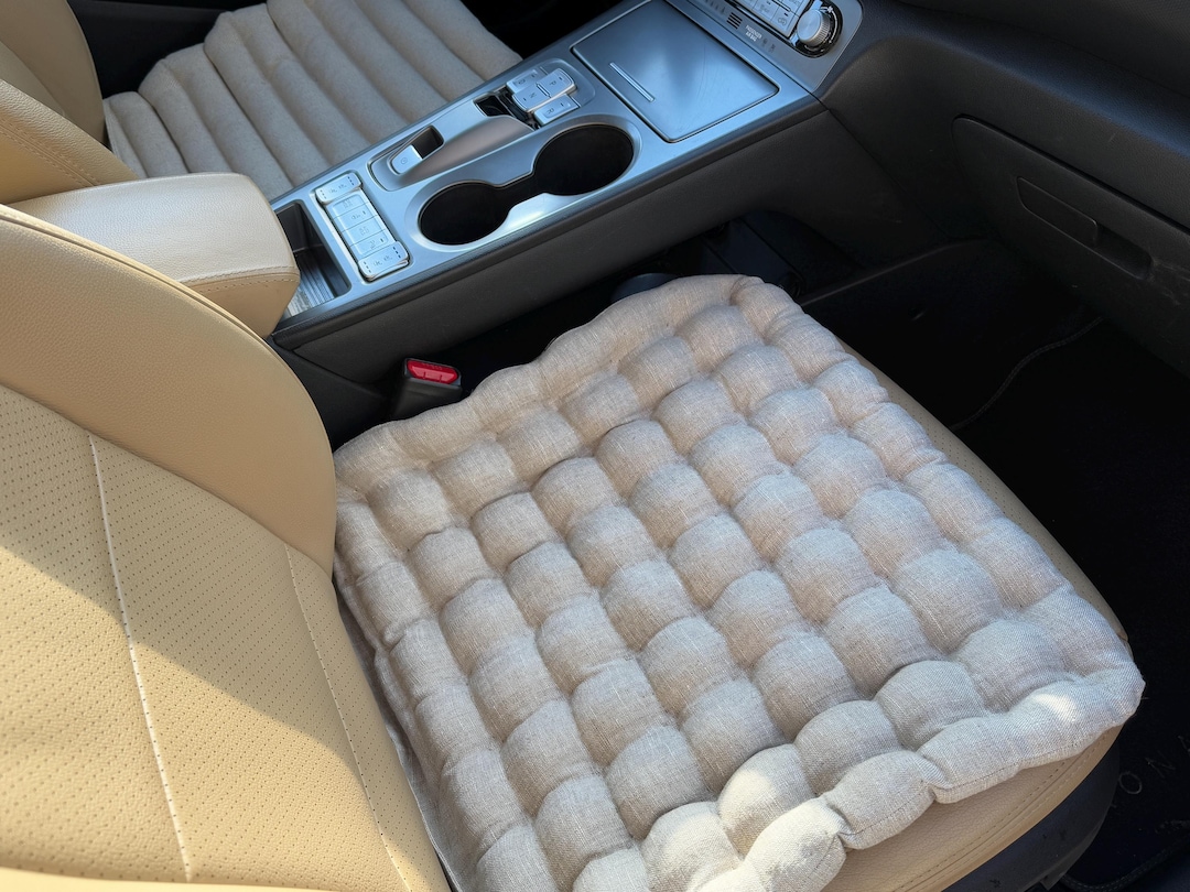 Linen Car Lower Seat Cover Pad Filled Organic Buckwheat Hulls in Linen ...