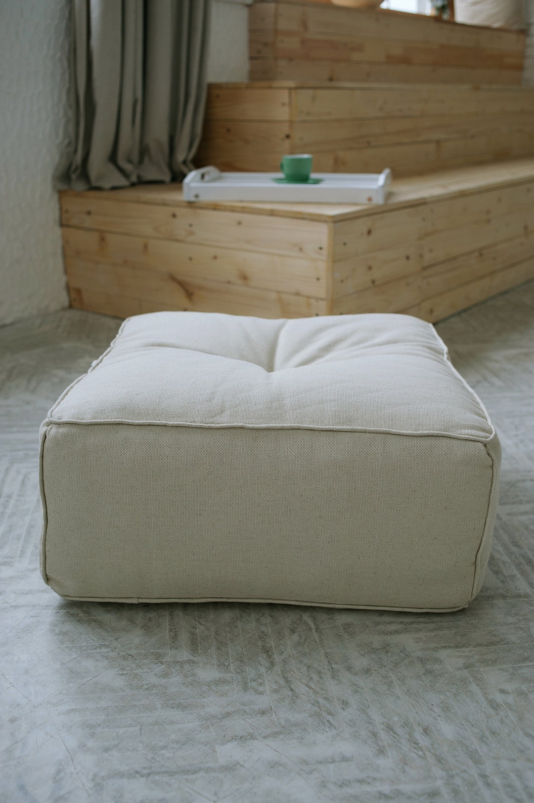 Unique HEMP Floor Cushion Marogan Filled Organic Hemp Fiber in Thick ...