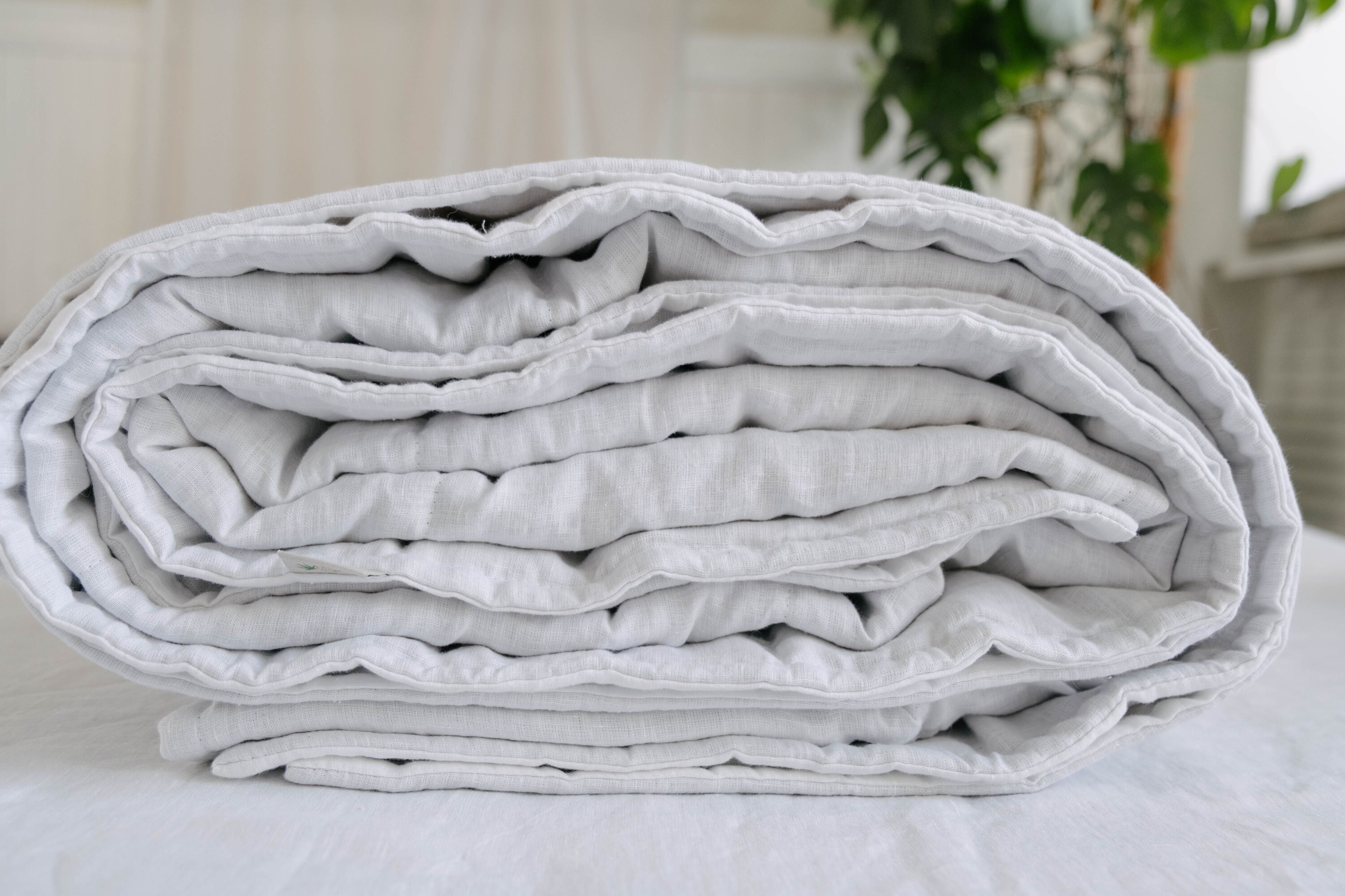 White Natural HEMP Linen Blanket Quilt Comforter Linen Fabric Filled ...