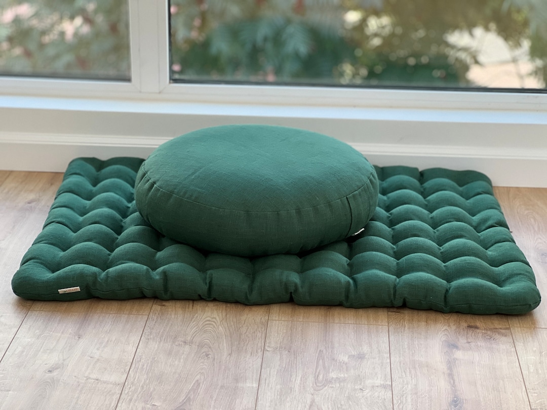 Green Meditation Set Zafu & Zabuton With Buckwheat Hulls Meditation ...