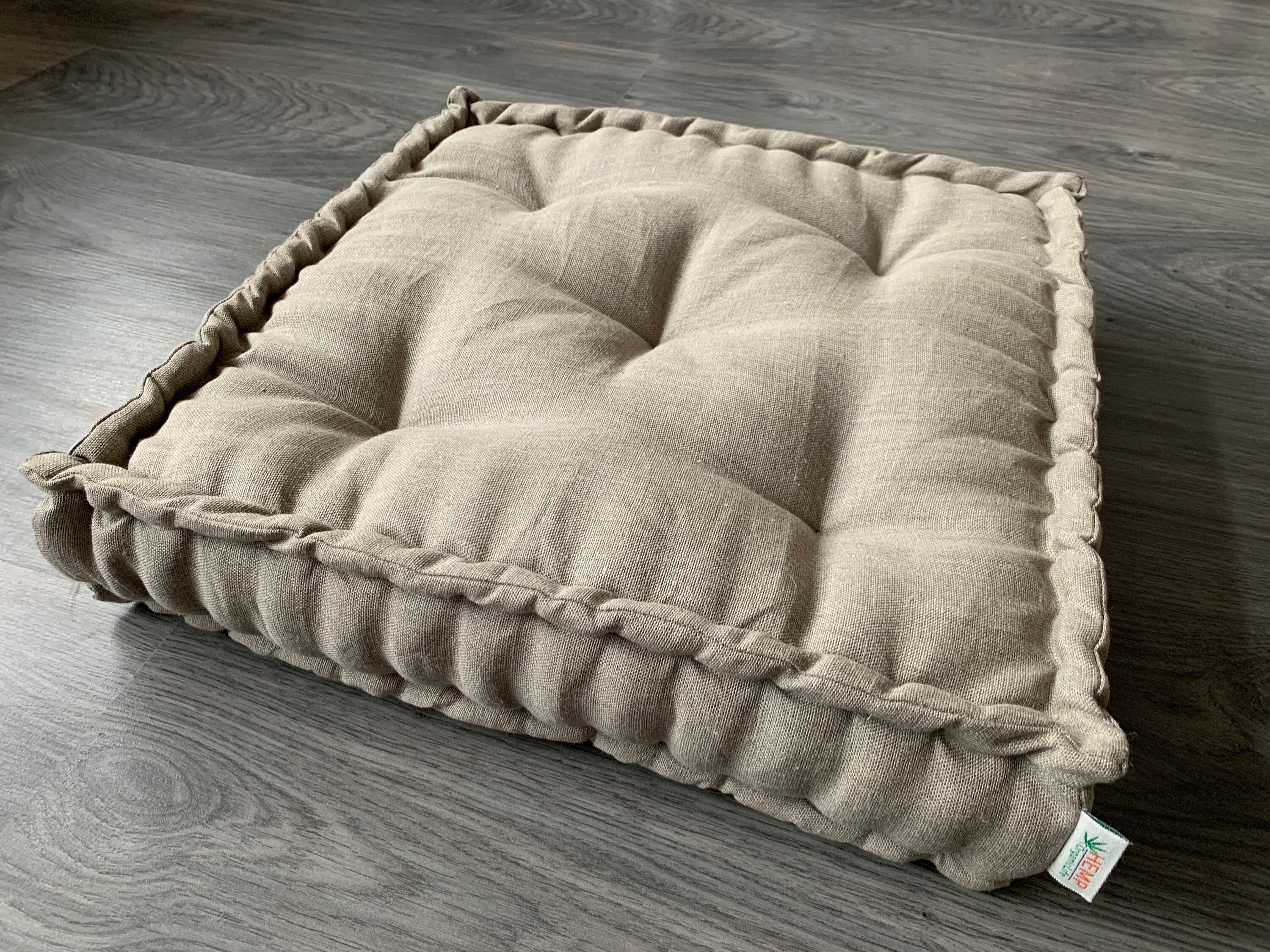 Hanf Bodenkissen mit Bio Hanffaser Füllung in naturfarbenem | Etsy