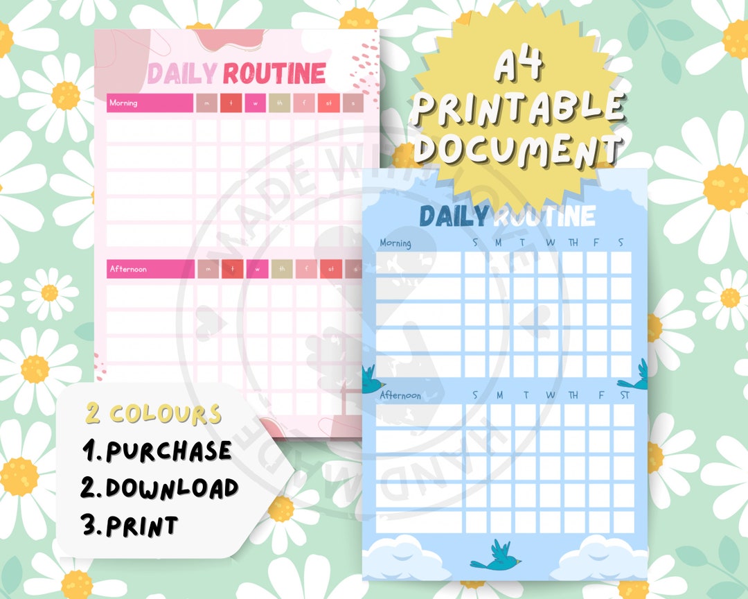 Kids Daily School Checklist Schedule Printable Editable Chore - Etsy