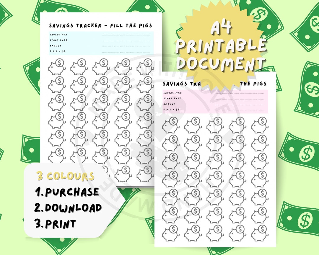 Savings Tracker for Kids, Printable Savings Challenge, Kids Savings Log ...