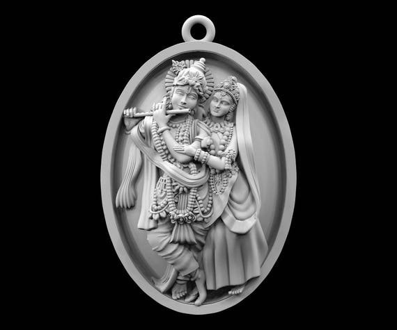 Stl File Of Radha Krishna Coin Jewelry Pendant For 3d Printing Etsy