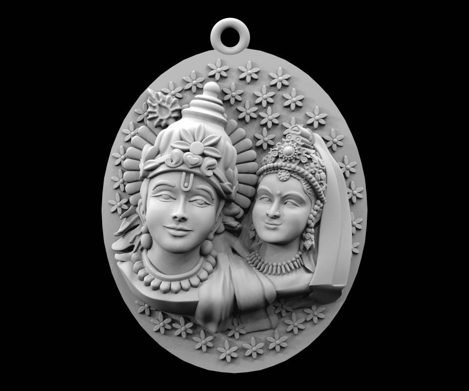 Stl File Of Radha Krishna Face Jewelry Pendant For 3d Printing Etsy