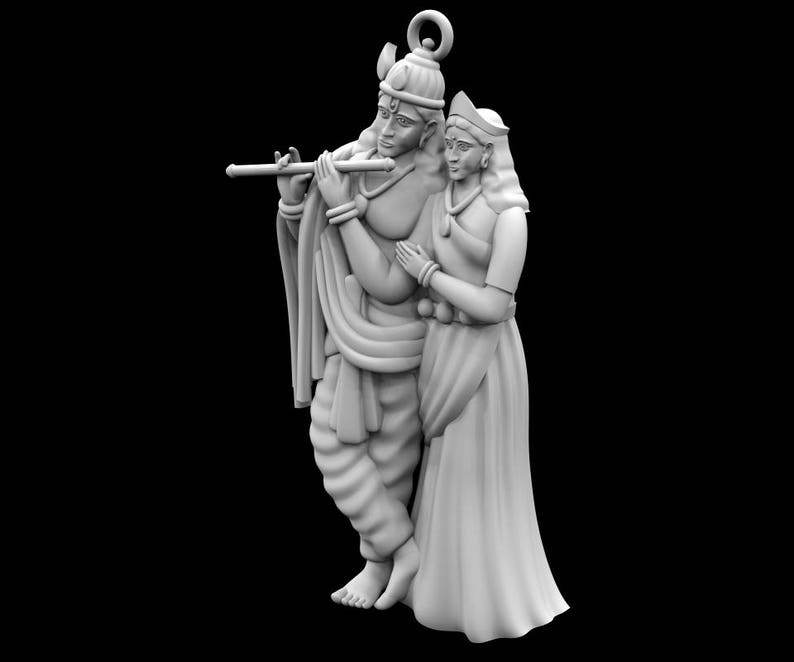 Stl File Of Radha Krishna Jewelry Pendant For 3d Printing Etsy