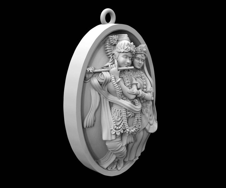 Stl File Of Radha Krishna Coin Jewelry Pendant For 3d Printing Etsy