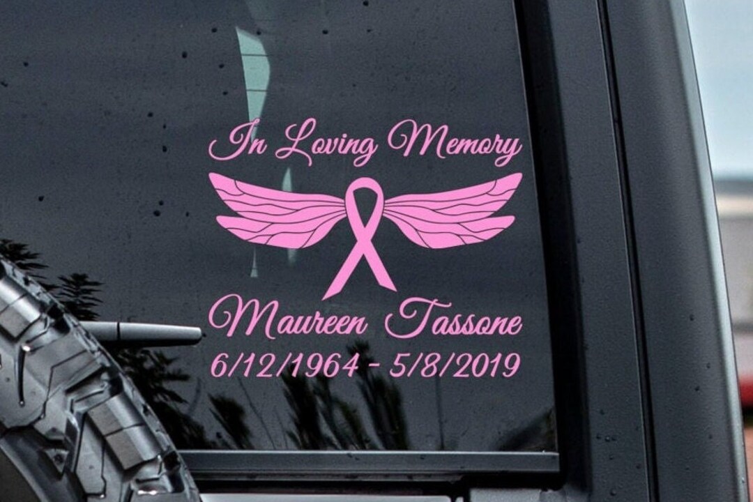 Breast Cancer Personalized Window Decal, in Loving Memory Vinyl Decal ...