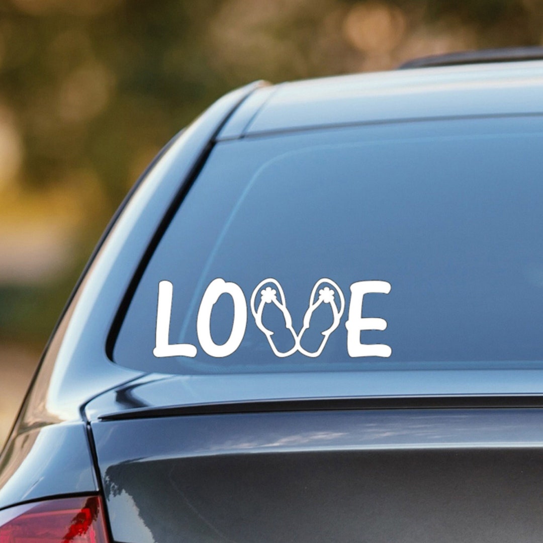 Beach Love Flip Flop Vinyl Car Window Decal, Flip Flops Vinyl Sticker ...