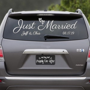 Just Married Wedding Car Window Removable Personalized Vinyl Decal ...