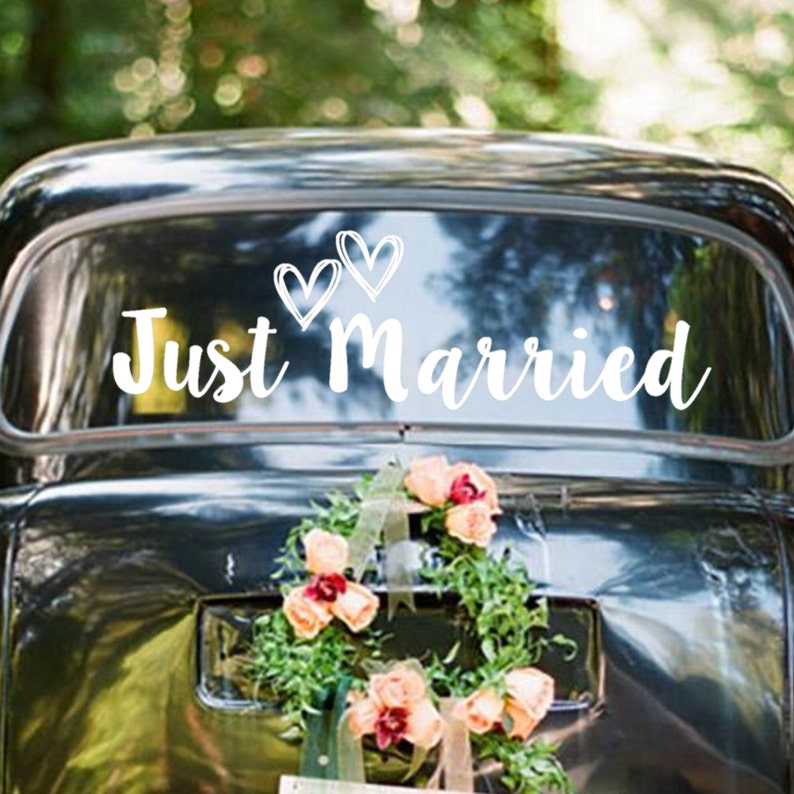 Just Married Wedding Car Window Decal, Custom Wedding Car Sign ...