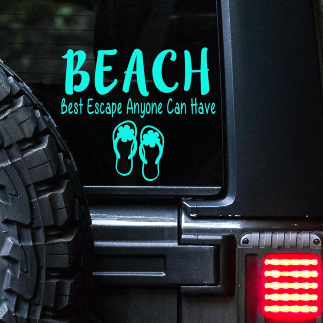 Beach Flipflops Car Window Vinyl Decal, Feeling Beachy Removable Window ...