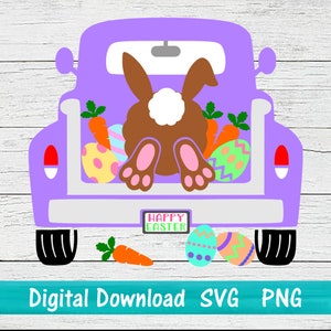 Happy Easter Bunny Truck SVG PNG Files, Cut Files Cricut Silhouette ...