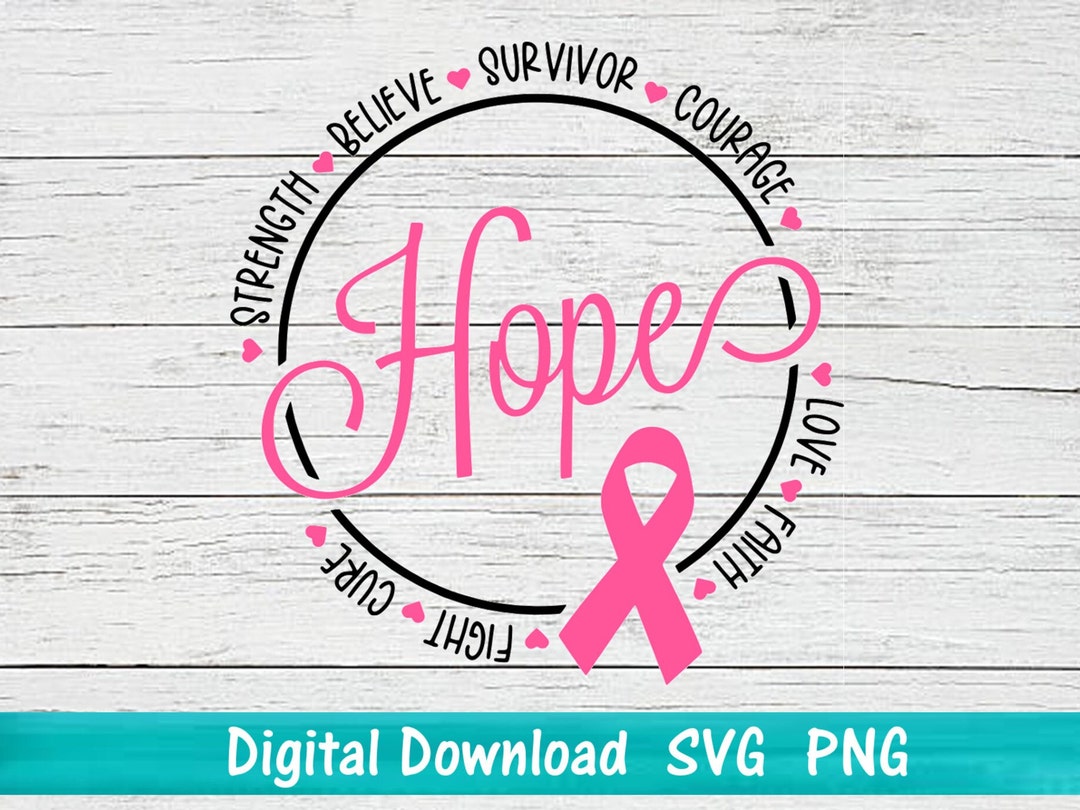 Cancer Awareness Ribbon SVG PNG Digital Download, Hope Ribbon Shirt ...