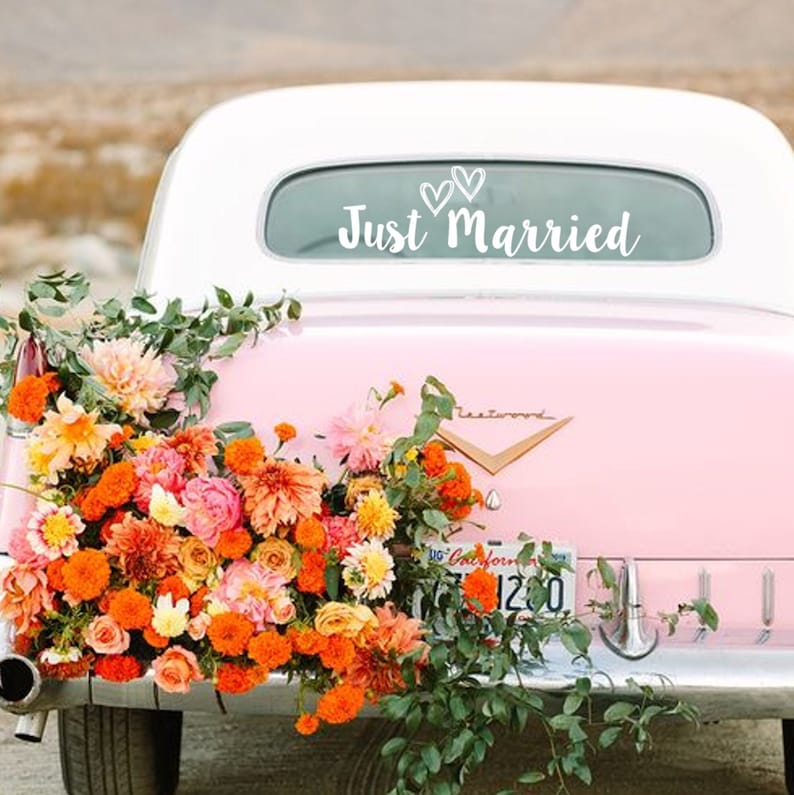 Just Married Wedding Car Window Decal, Custom Wedding Car Sign ...