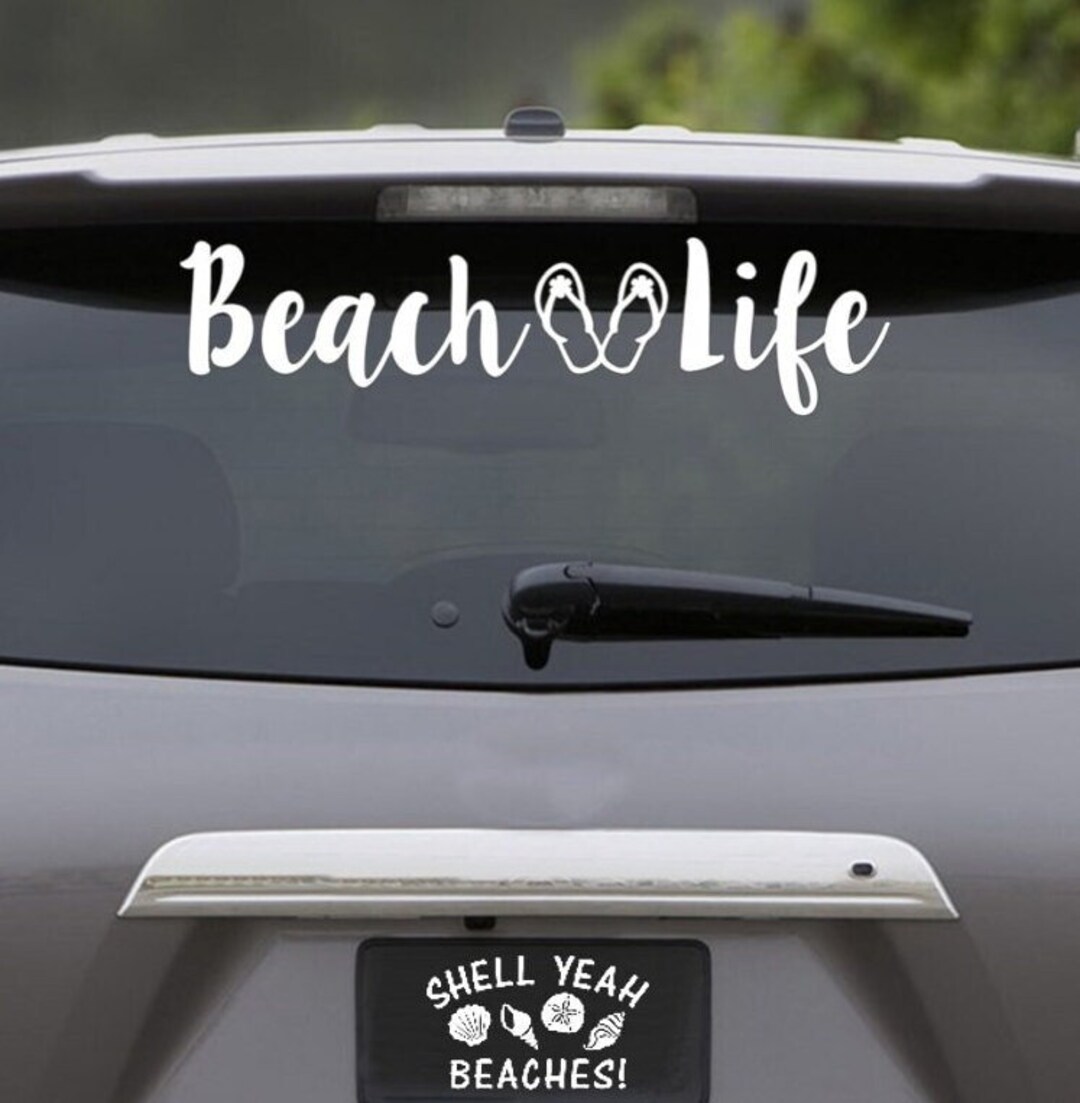 Beach Life Vinyl Window Decal, Flip Flop Laptop Sticker, Ocean Themed ...