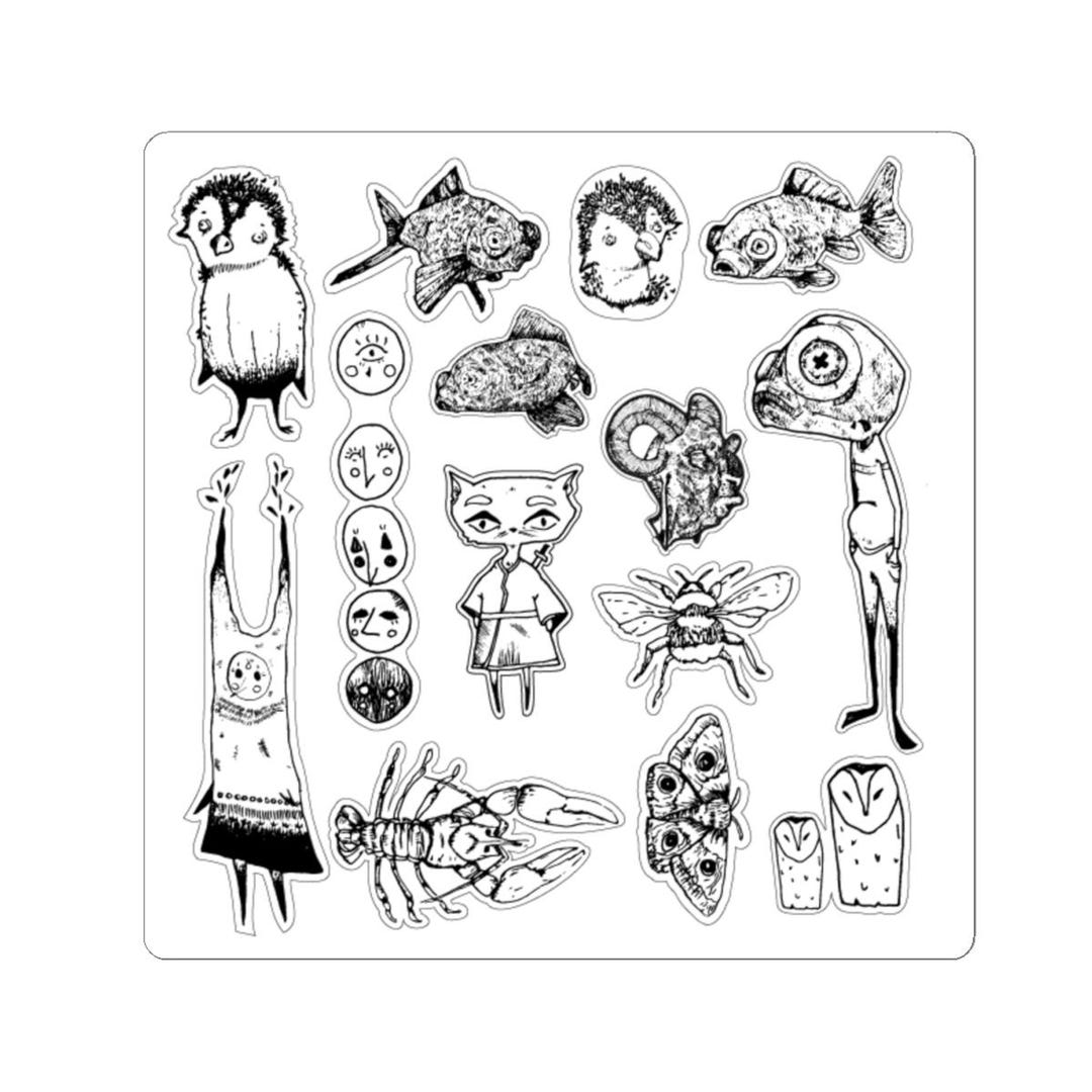 Black Ink Creature Doodles Kiss-cut Stickers | Cute Monsters - Etsy