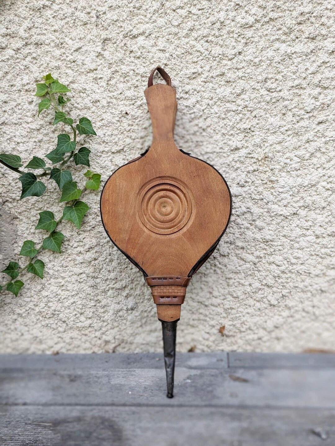 Vintage French Fire Bellows 1970 1980, 46 Cm, Wood and Leather ...