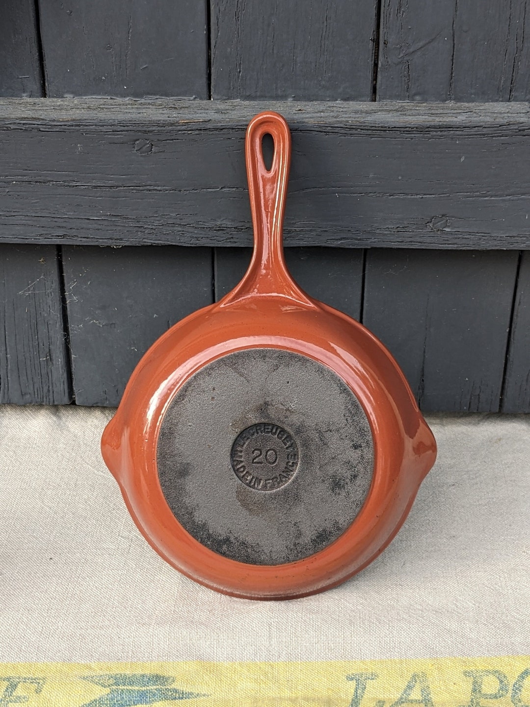 LE CREUSET 20, Vintage French Frying Pan in Enamelled Cast Iron Brown ...